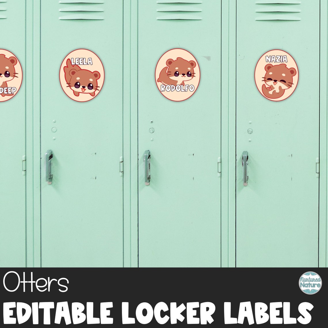 Cubby Tags Otter Theme Locker Label Set Editable Locker - Etsy