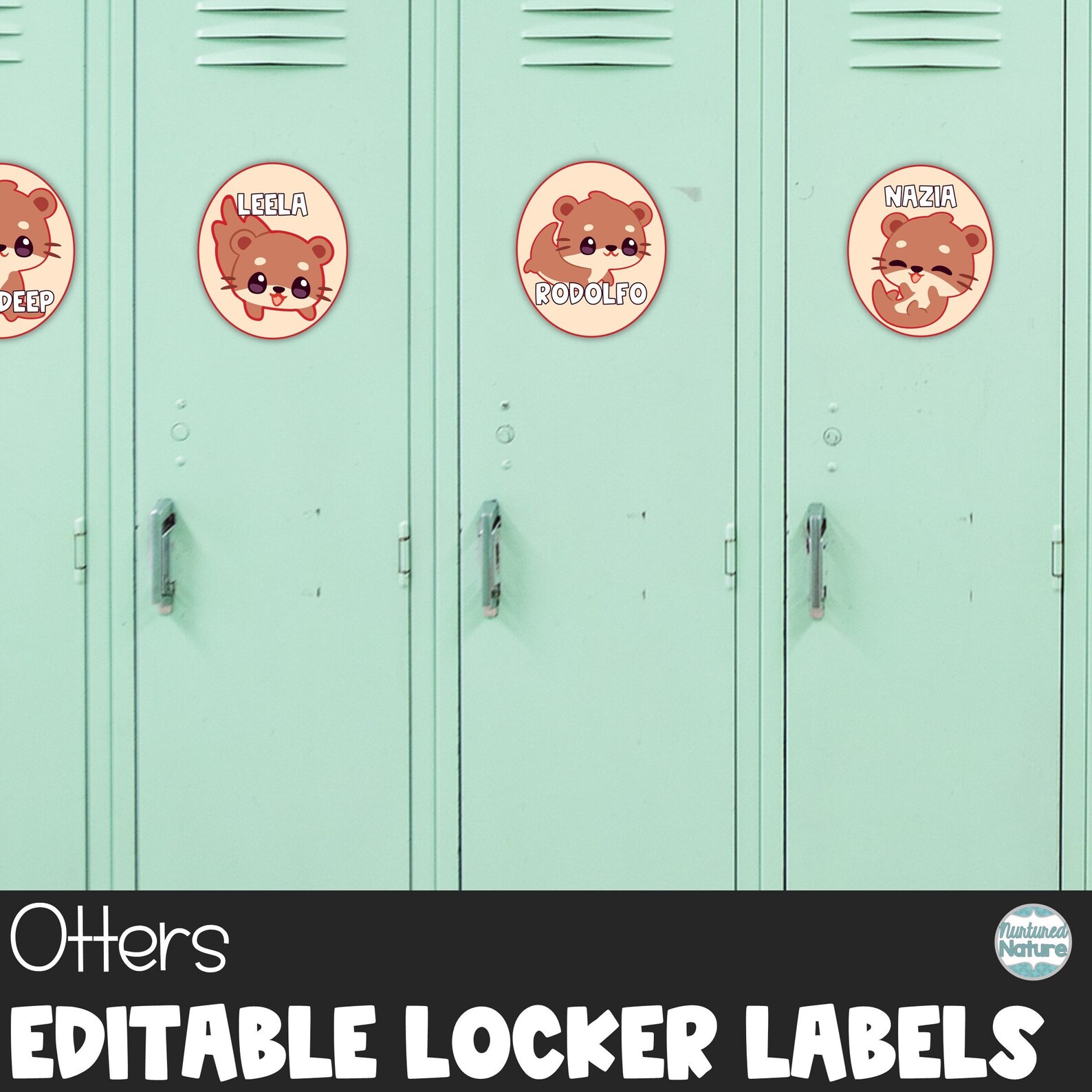 Cubby Tags Otter Theme Locker Label Set Editable Locker - Etsy