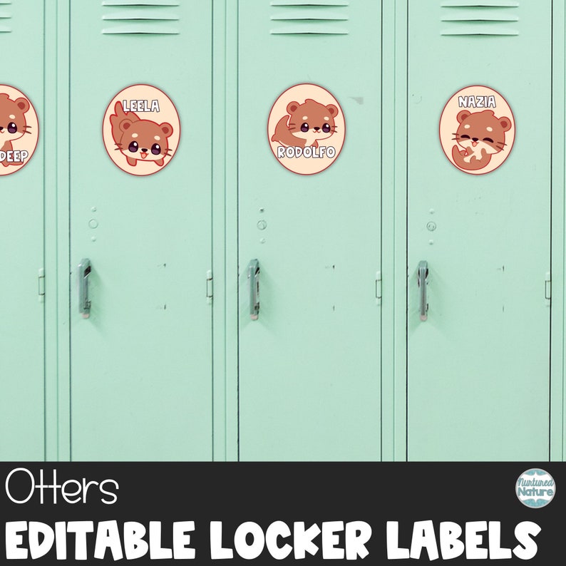 Cubby Tags Otter Theme Locker Label Set Editable Locker - Etsy