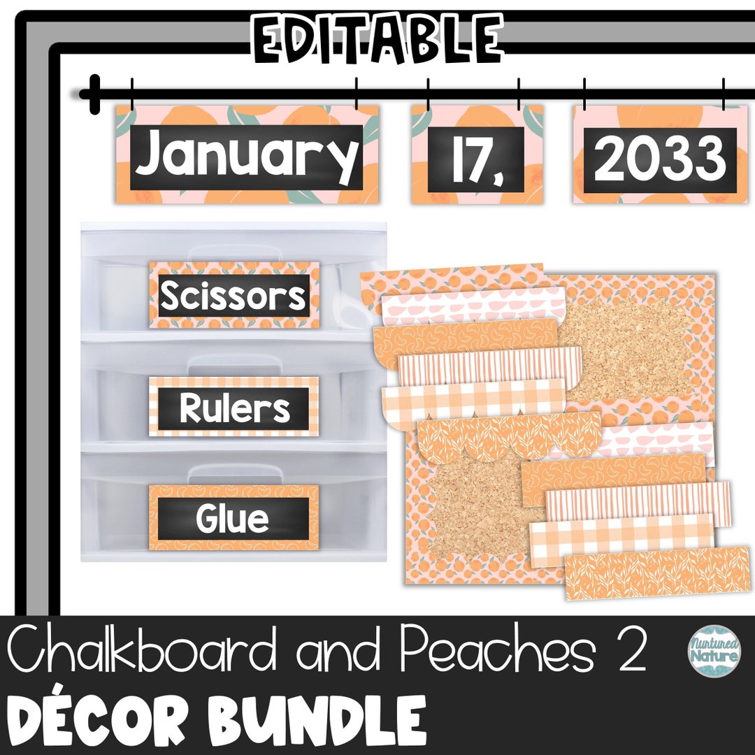 Peach Classroom Decor Bundle, Farmhouse Decor, 2025 Flip Calendar ...