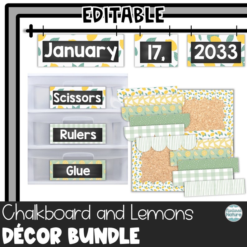 Lemon Classroom Decor Bundle, Lemon Farmhouse Decor, 2025 Flip Calendar ...