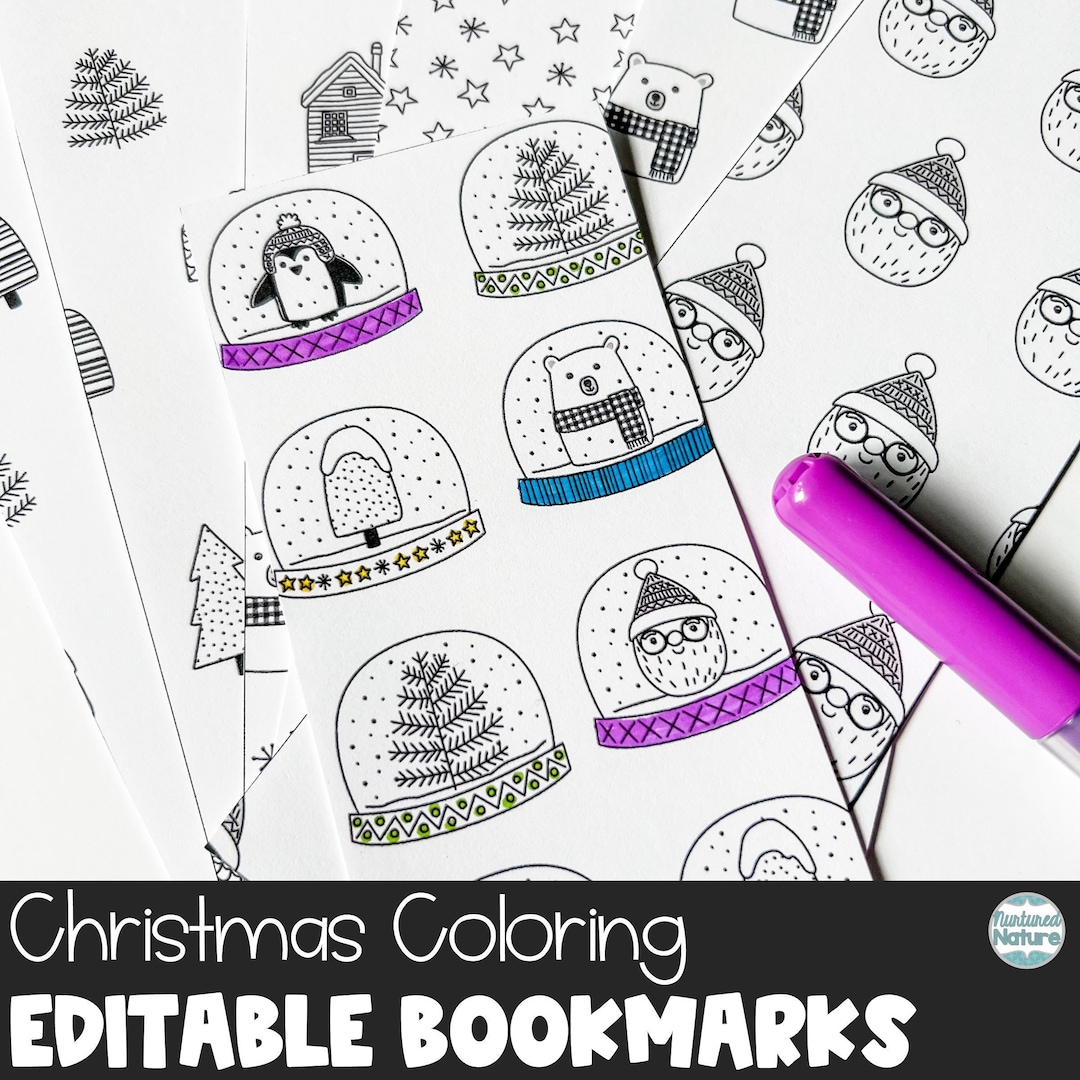 Editable Christmas Bookmarks Coloring Sheets for Kids - Etsy