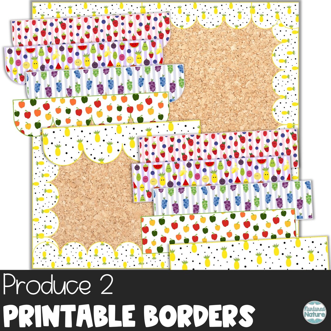 Printable Bulletin Board Border, Fruit Printables, Bulletin Board Trim ...