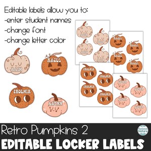 Editable Name Tags for School, Retro Fall Vibes, Pumpkin Name Tags ...