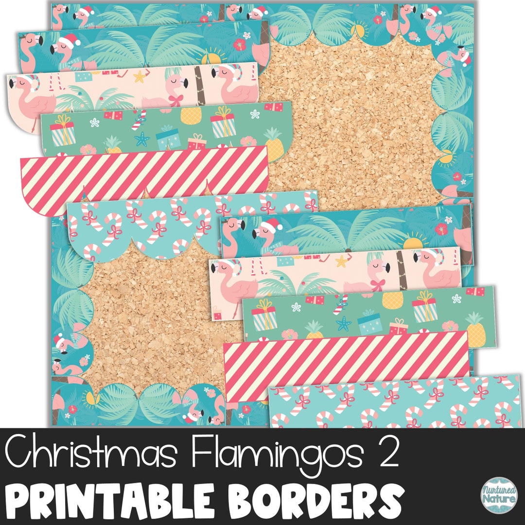 Christmas Bulletin Board Border, Christmas Flamingo Print, December ...