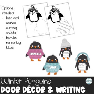 Penguin Winter Door Decorations Classroom, Bulletin Board Kit Christmas ...