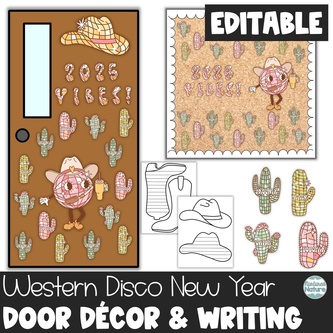 Retro Western New Year 2026 Bulletin Board Kit, Disco Rodeo, Western ...