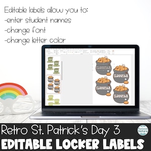 Editable Name Tags for School, Retro St Patricks Day Decor, March Cubby ...