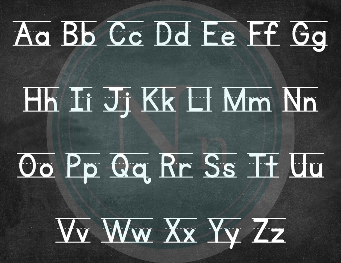 Lined Chalkboard Alphabet ABC Poster Set Printable Farmhouse - Etsy