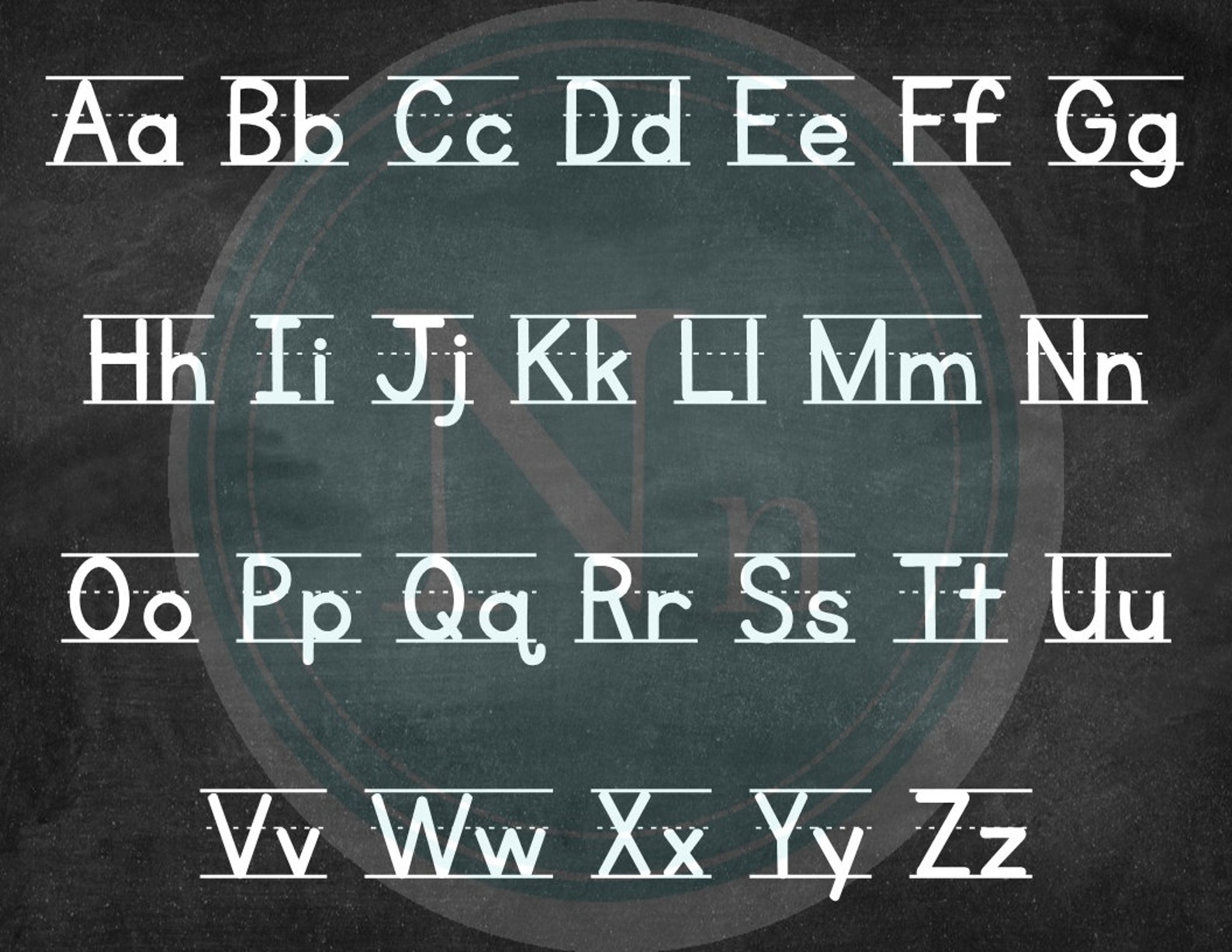 Lined Chalkboard Alphabet ABC Poster Set Printable Farmhouse - Etsy