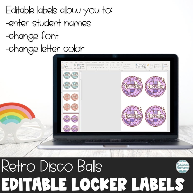 Editable Name Tags for School, Retro Disco Ball, Cubby Tags, Locker ...