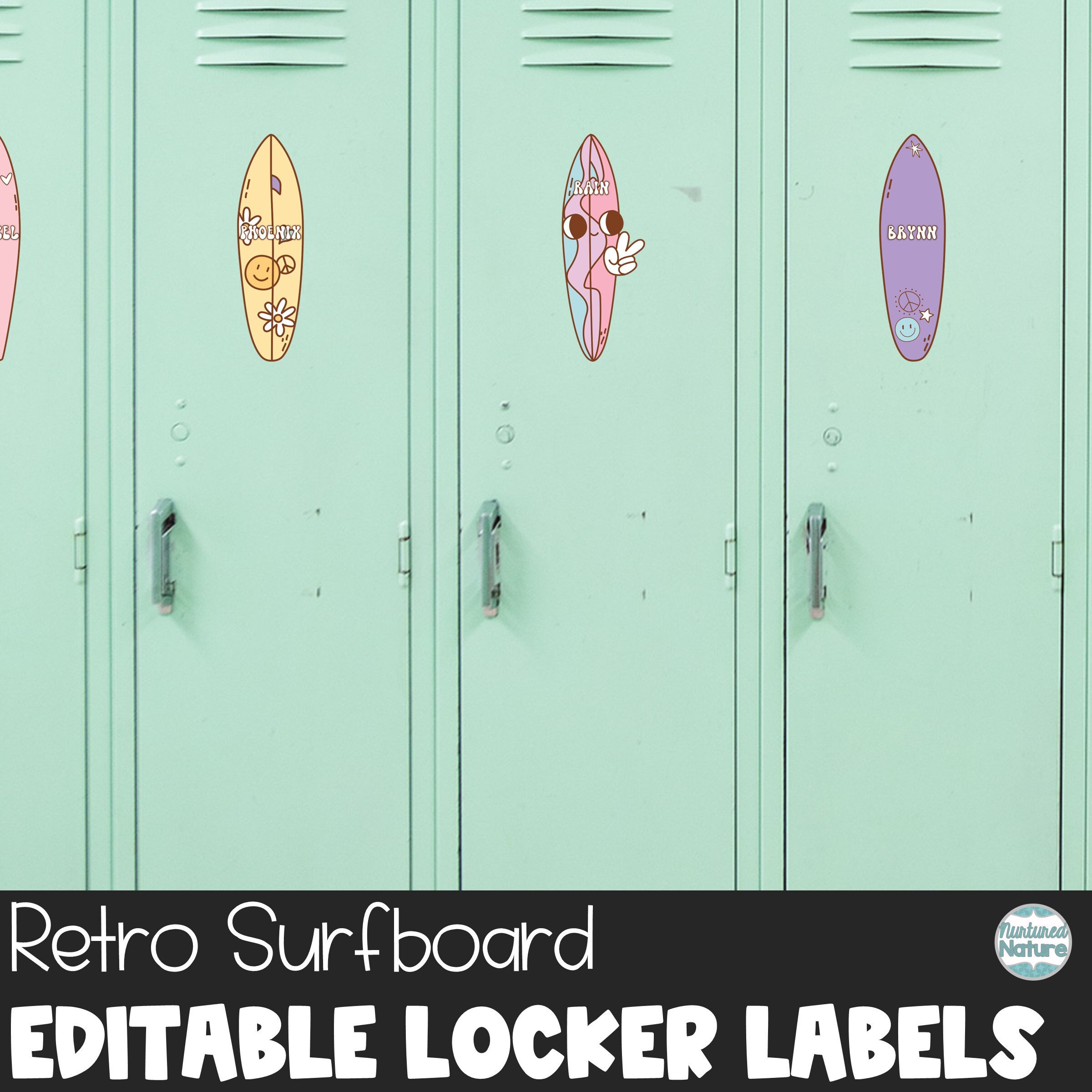 Editable Name Tags for School Retro Summer Cubby Tags - Etsy