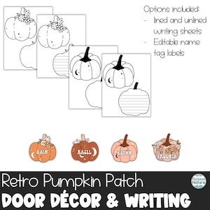 Fall Classroom Door Decor, Pumpkin Bulletin Board, Retro Halloween ...