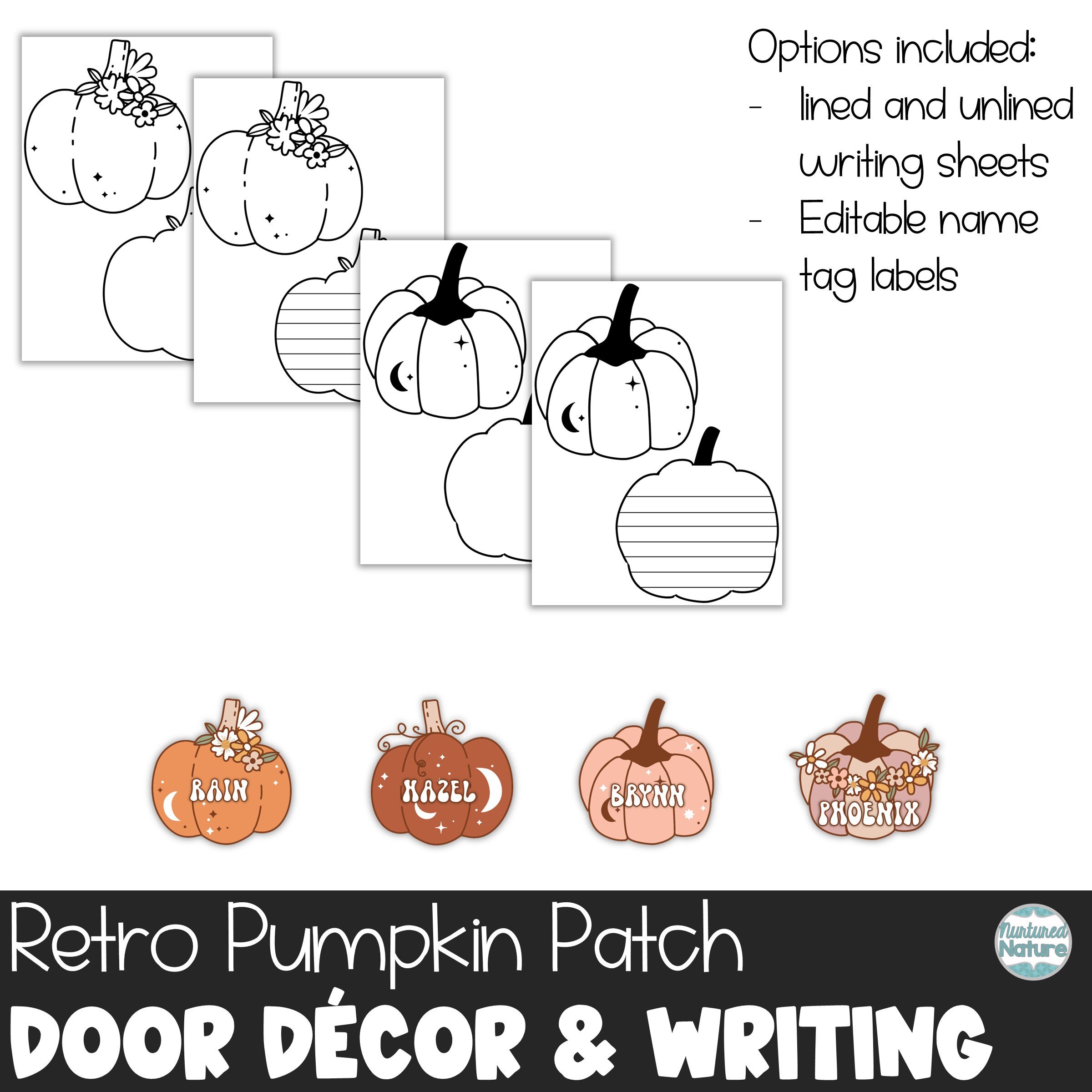 Fall Classroom Door Decor, Pumpkin Bulletin Board, Retro Halloween ...