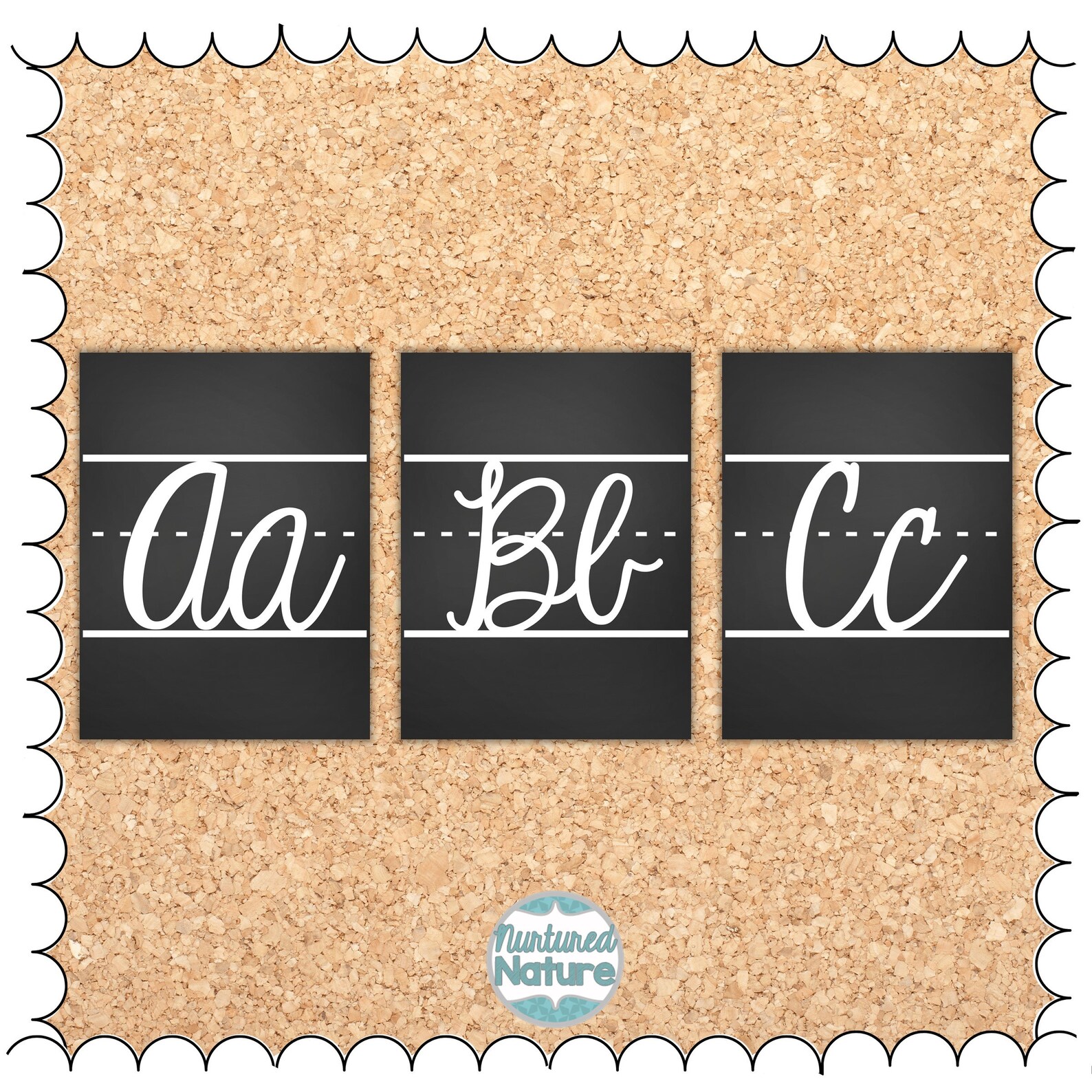 Cursive Chalkboard Alphabet ABC Poster Set Printable - Etsy