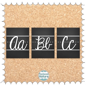 Cursive Chalkboard Alphabet ABC Poster Set, Printable Farmhouse ...