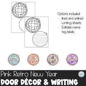 New Year Classroom Door Decoration, Retro New Year, Disco Ball ...