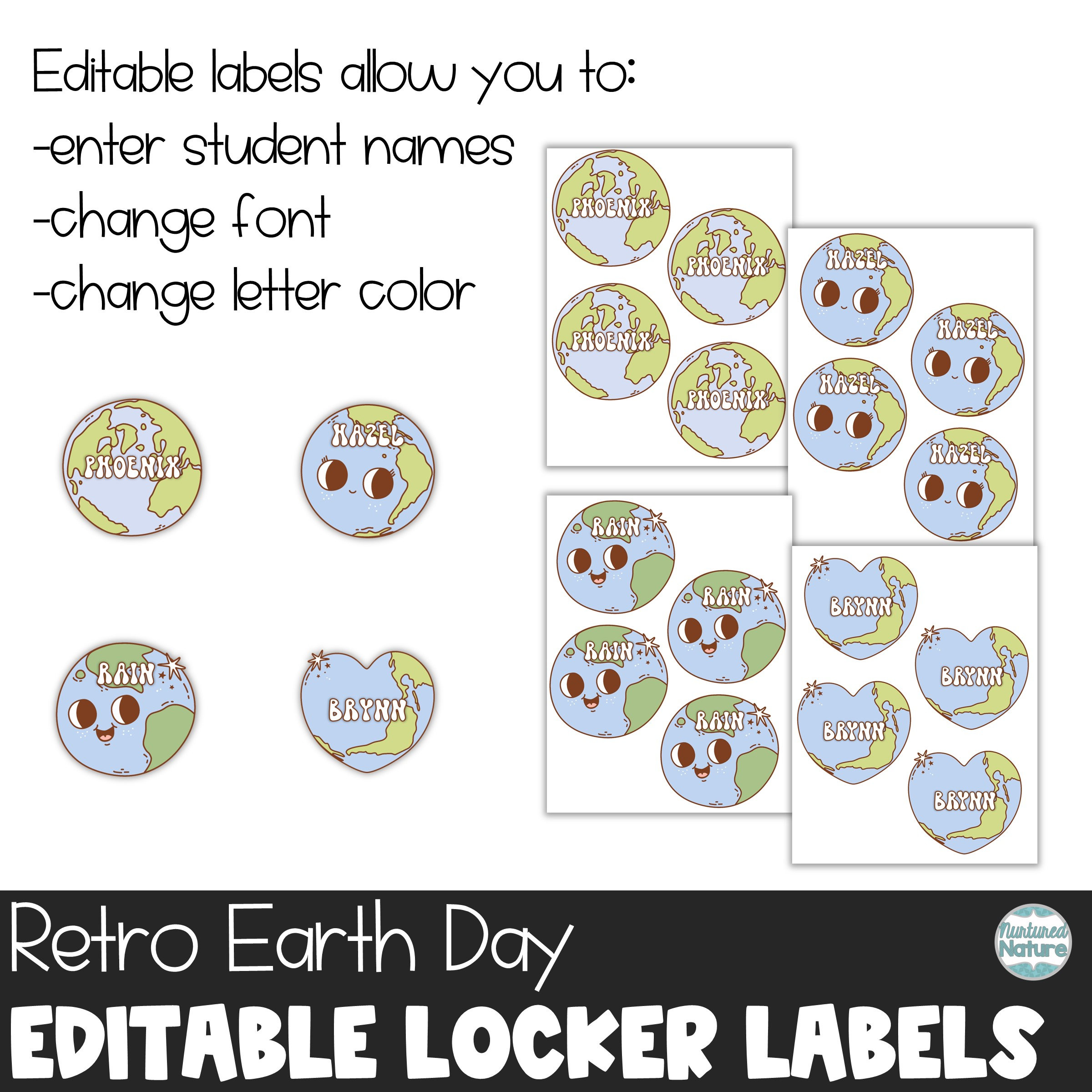 Earth Day Decor Cubby Tags Retro Decor Editable Labels - Etsy