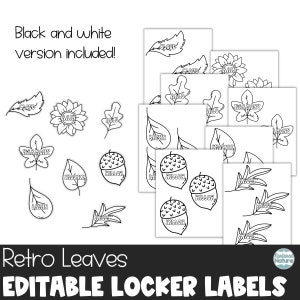 Editable Name Tags for School, Retro Fall Vibes, Autumn Leaves, Cubby ...