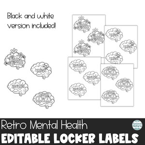 Retro Classroom Decor, Cubby Tags, Editable Name Tags, Brain Art ...