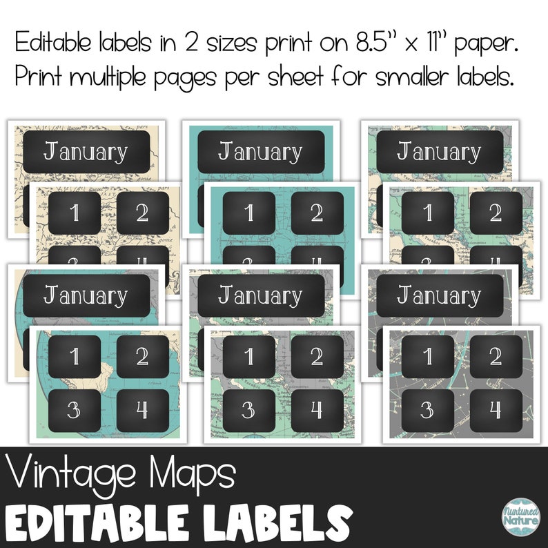 Classroom Labels Editable Vintage Maps Travel Theme - Etsy