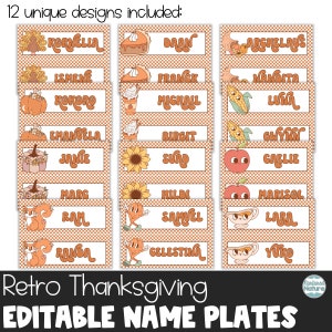 Classroom Name Tags, Fall Classroom Decor, Thanksgiving Decorations ...