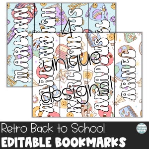 Editable Name Bookmarks, Back to School Gift for Students, Retro ...