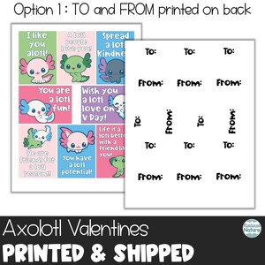 Axolotl Valentine’s Day Cards for Kids Classrooms, Valentines Day Party ...