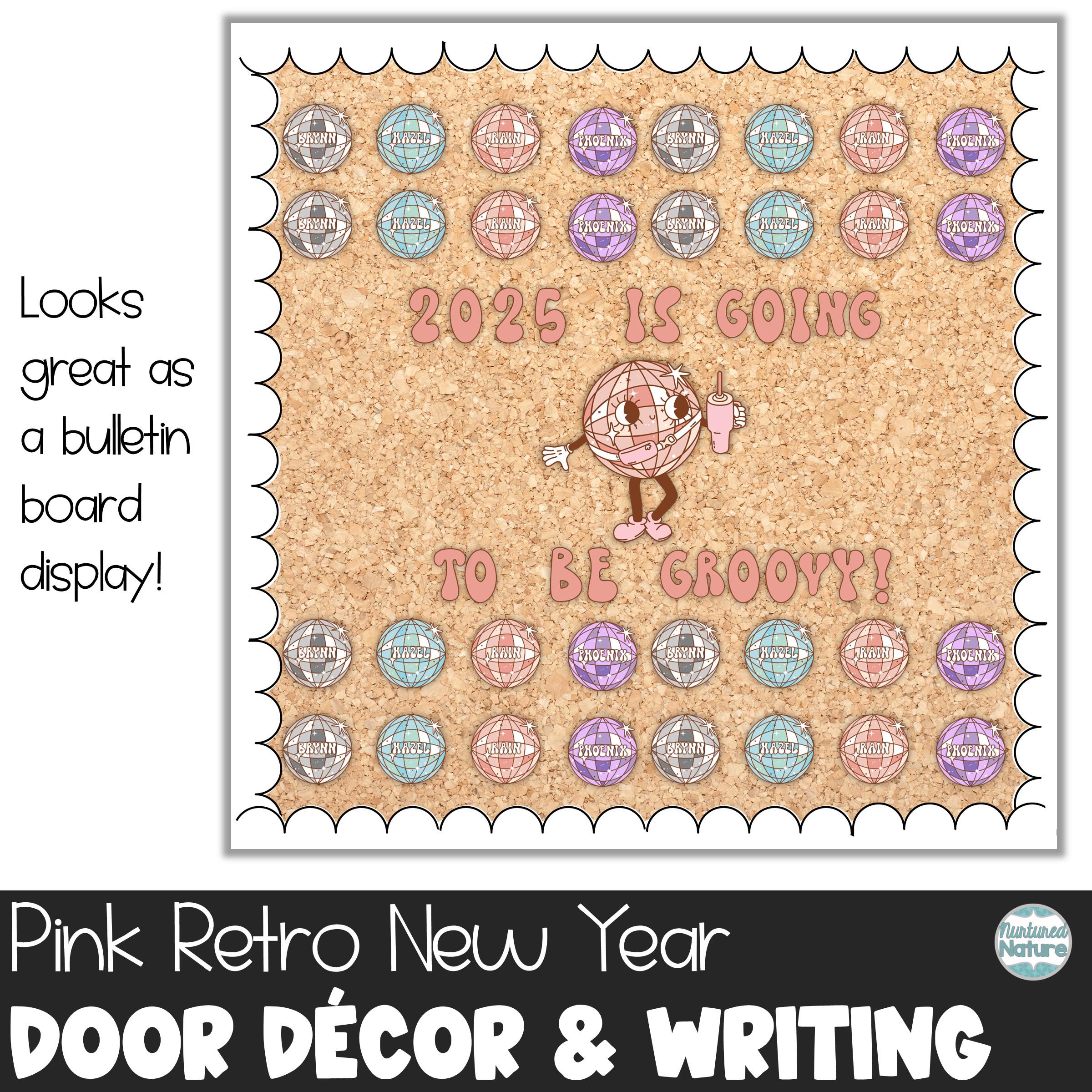 New Year Classroom Door Decoration, Retro New Year, Disco Ball ...