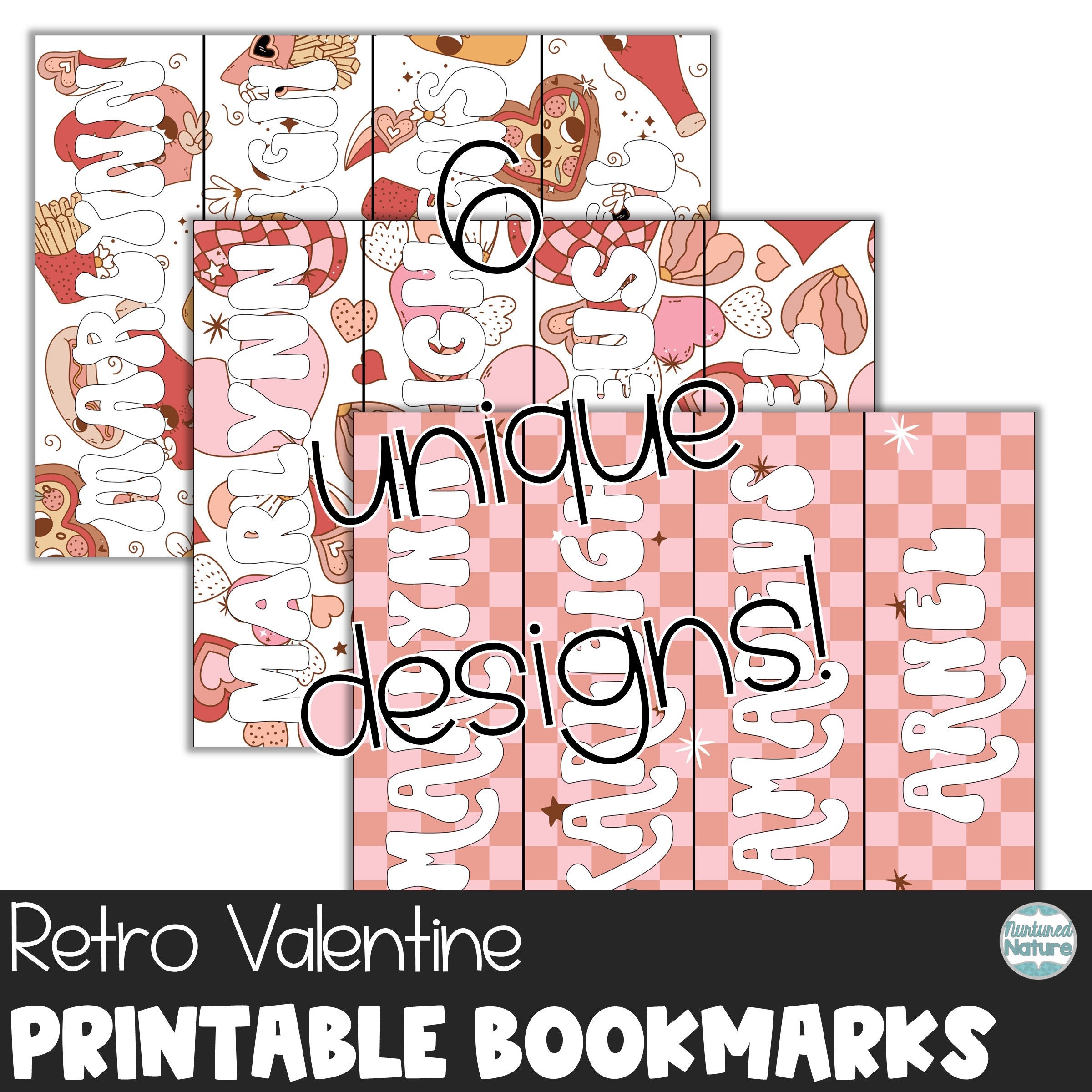 Editable Name Bookmarks Retro Valentine Bookmarks for Kids - Etsy