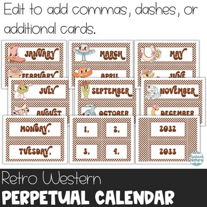 Editable Calendar, Classroom Flip Calendar Set, Western Theme Classroom ...