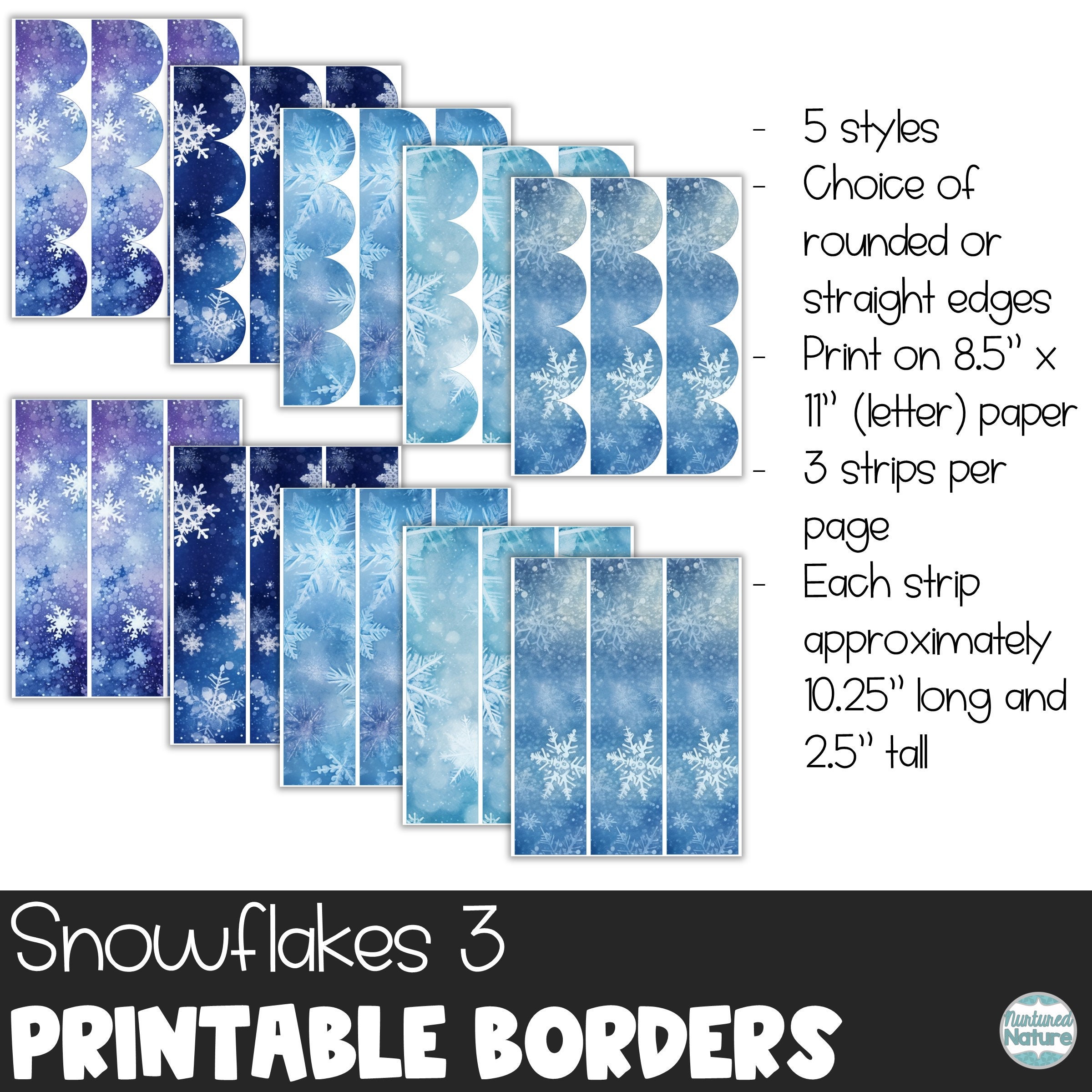 Winter Bulletin Board Border, Snowflake Print, January Bulletin Board ...