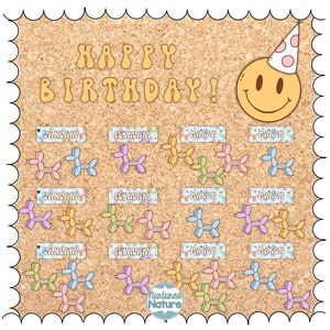 Birthday Bulletin Board Printable, Retro Balloon Dog, Back to School ...