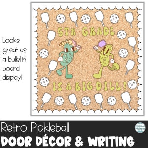 Retro Pickleball Bulletin Board Kit, Pickle Character, Pickleball Theme ...
