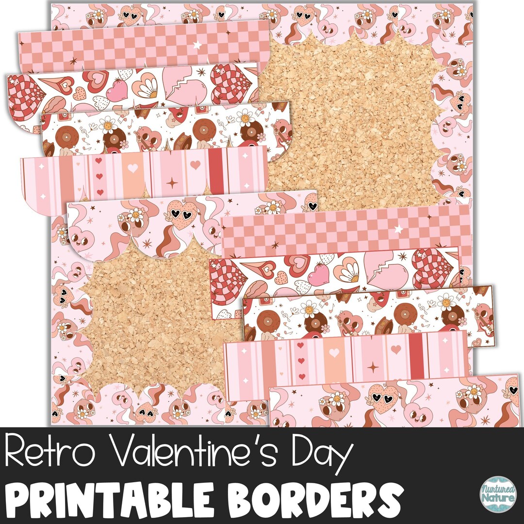 Valentine Bulletin Board Border, Retro Checkered Print, Retro Bulletin ...