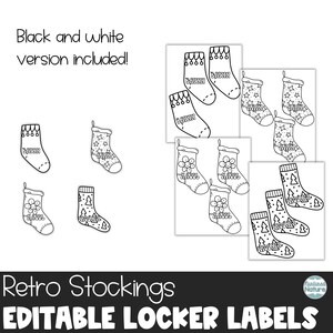 Editable Name Tags for School, Retro Christmas Downloads, Christmas ...