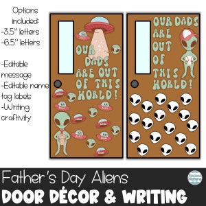 Retro Fathers Day Door Decorations for Classroom, Space Theme Bulletin ...