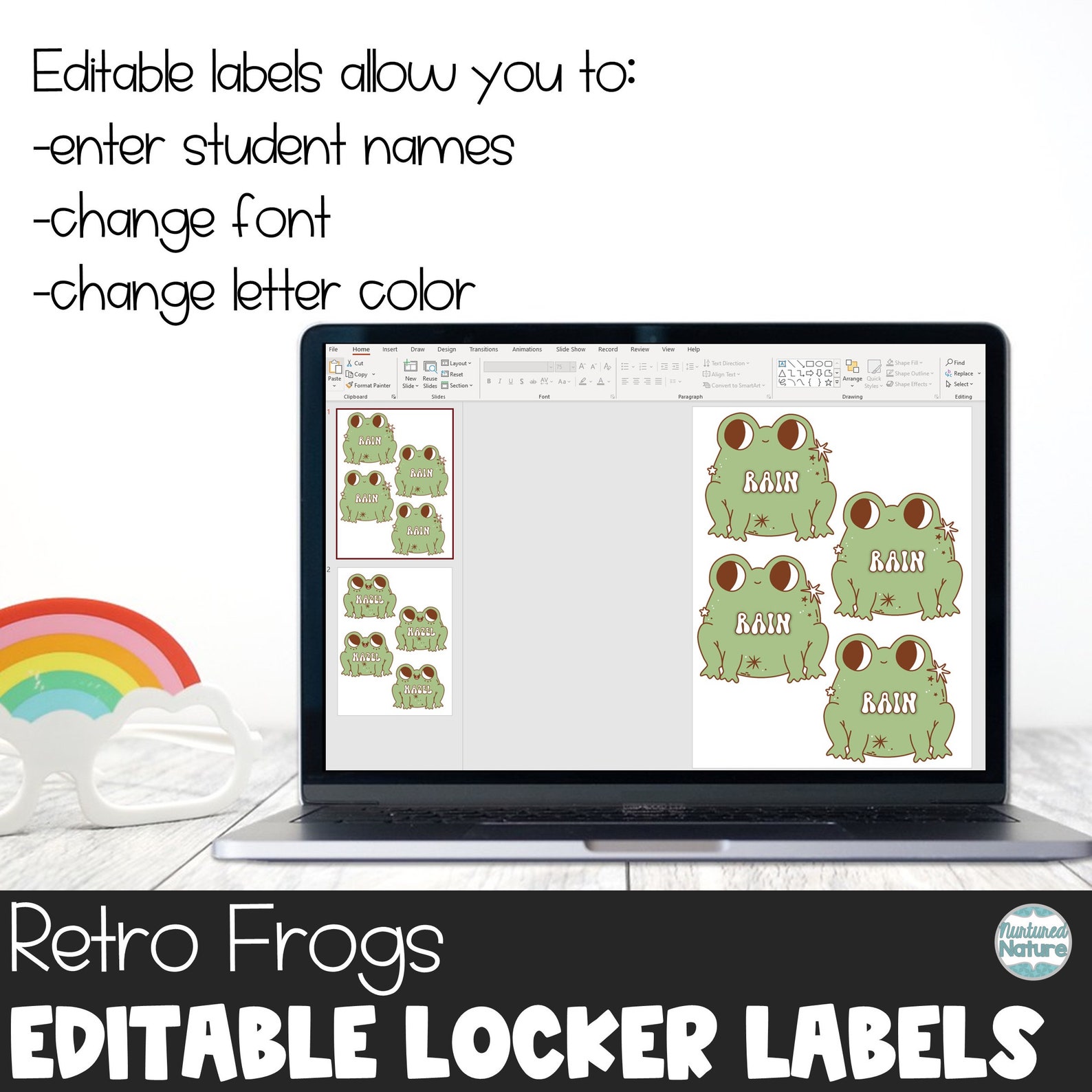 Retro Frog Printable for Kids Cubby Tags Editable Name Tags - Etsy