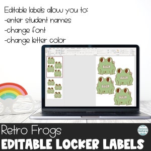 Retro Frog Printable for Kids, Cubby Tags, Editable Name Tags, Editable ...