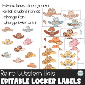 Editable Name Tags for School, Retro Western Print Cowgirl Decor ...