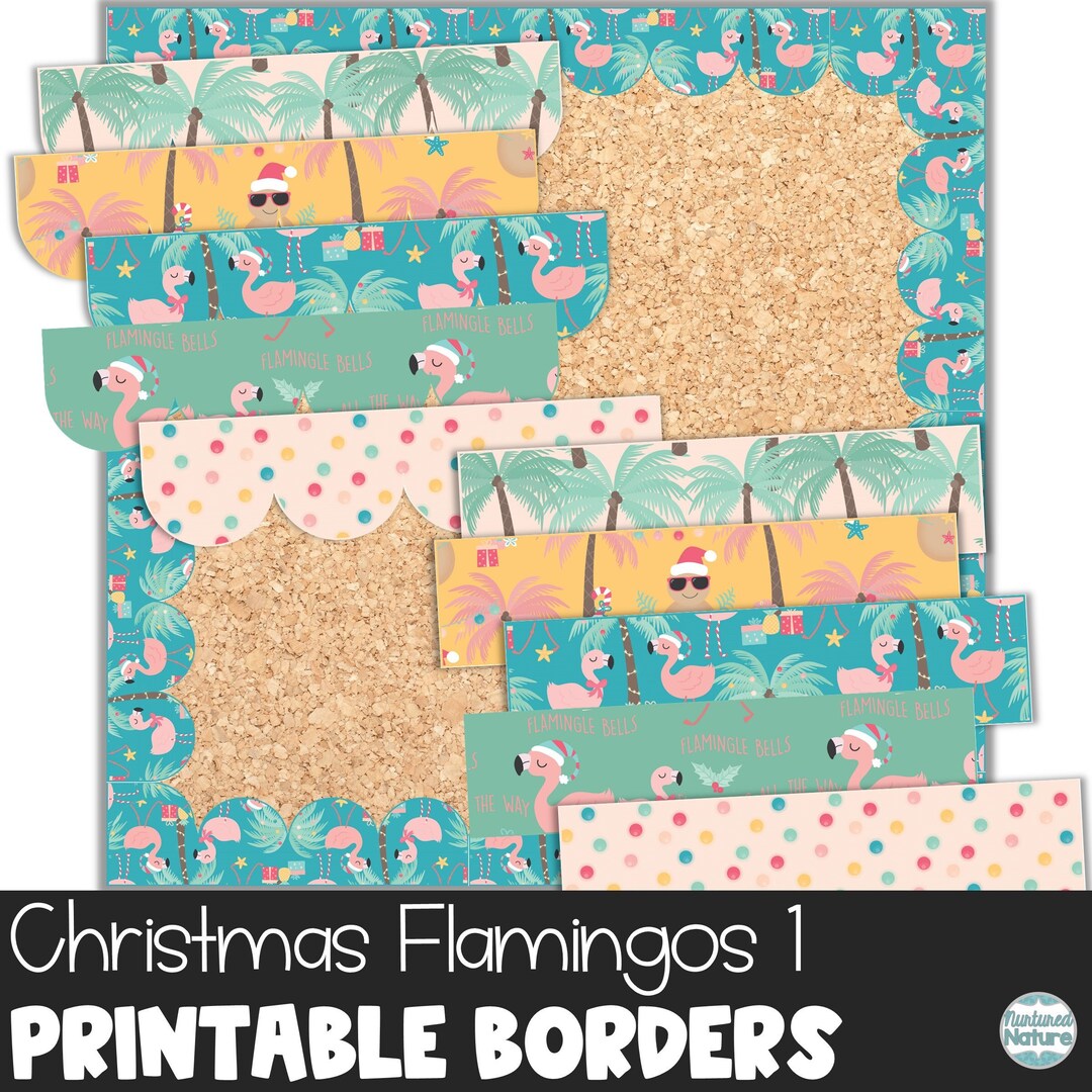 Christmas Bulletin Board Border, Christmas Flamingo Print, December ...