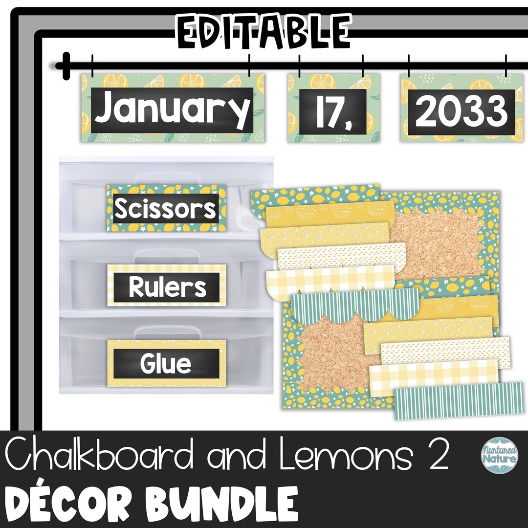 Lemon Classroom Decor Bundle, Lemon Farmhouse Decor, 2025 Flip Calendar ...