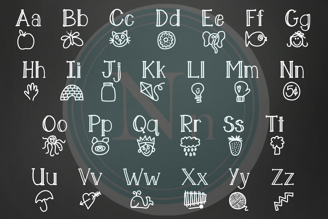 Chalkboard Alphabet ABC Poster Printable up to 11 X - Etsy