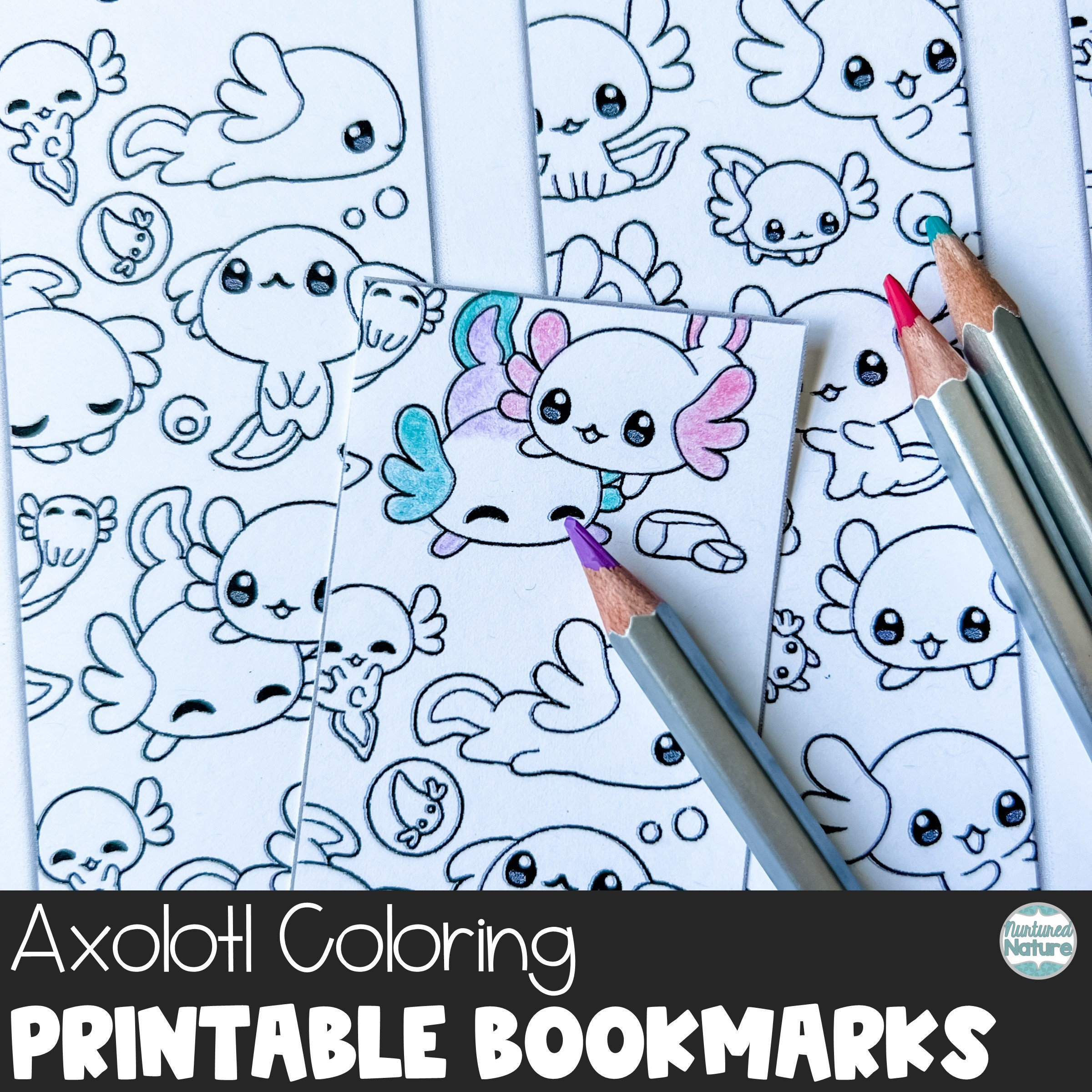 Axolotl Bookmarks for Kids Coloring Bookmarks Valentine Day - Etsy