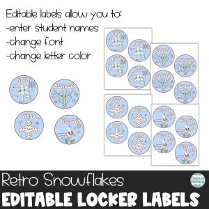 Editable Name Tags for School, Retro Snowflake, Retro Winter Bulletin ...