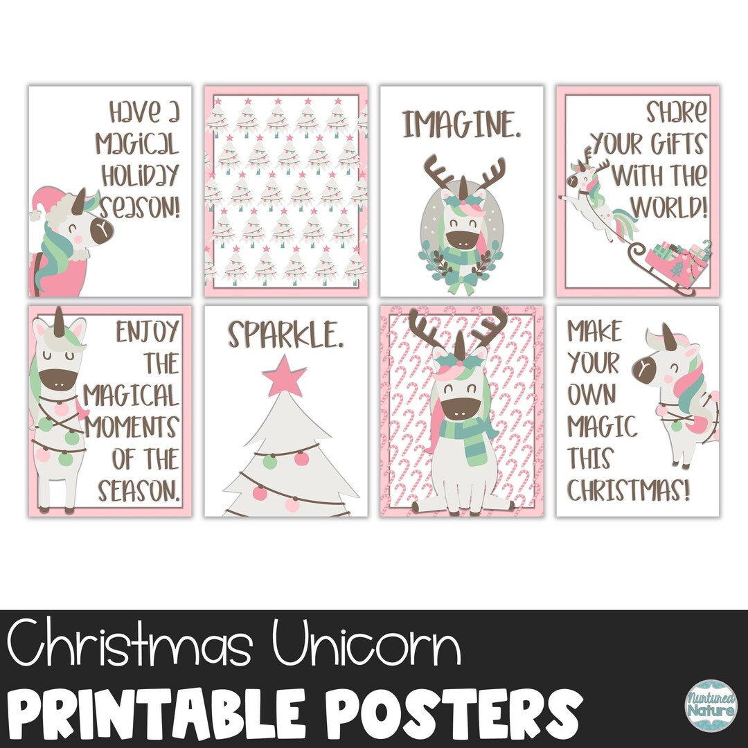 Unicorn Christmas Posters for Bulletin Board - Printable Classroom ...