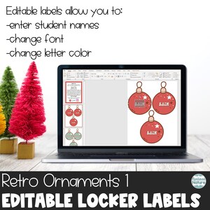 Editable Name Tags for School, Retro Christmas Downloads, Christmas ...