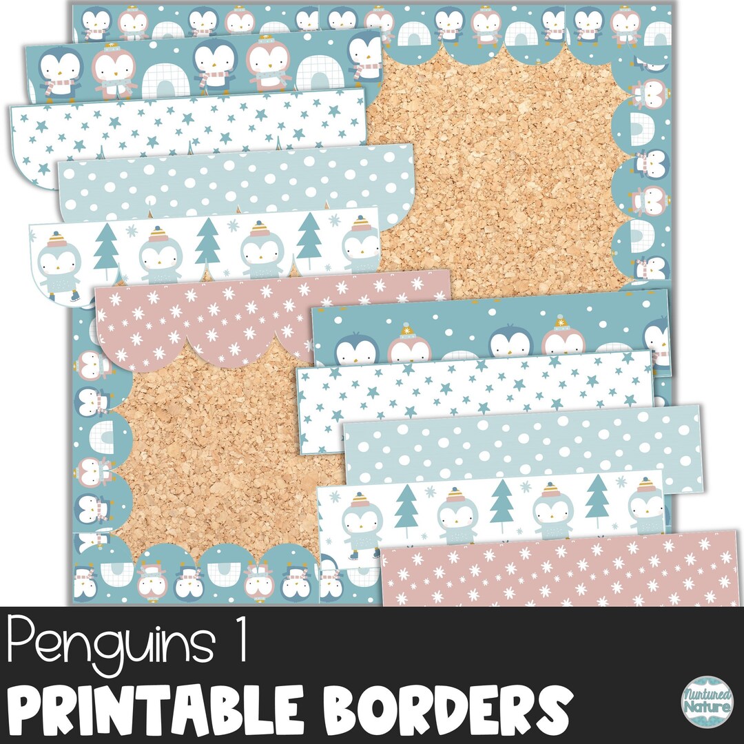 Winter Bulletin Board Border, Penguin Print Kids, January Bulletin ...