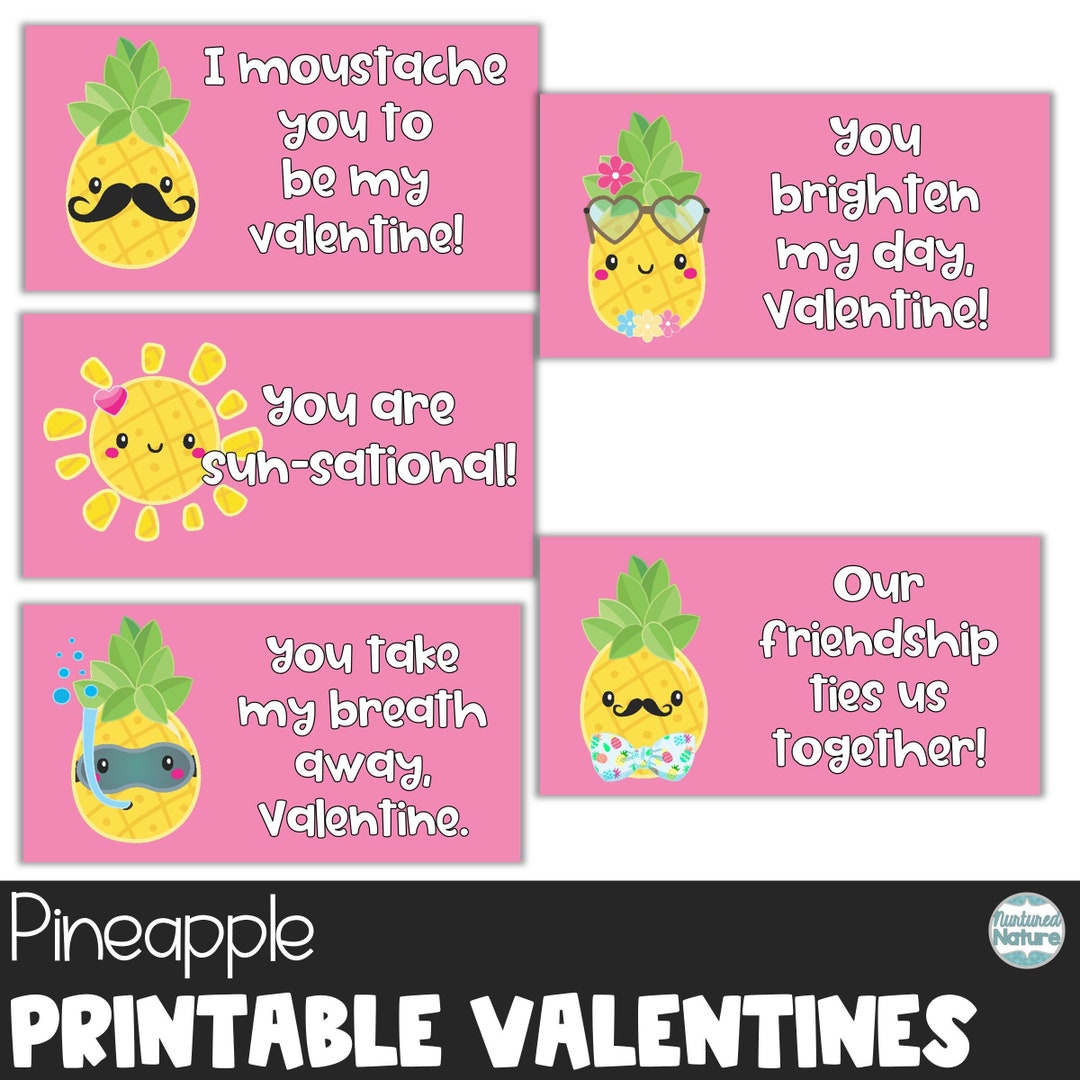 Pineapple Valentine’s Day Cards, Pineapple Themed Gifts, Pink ...