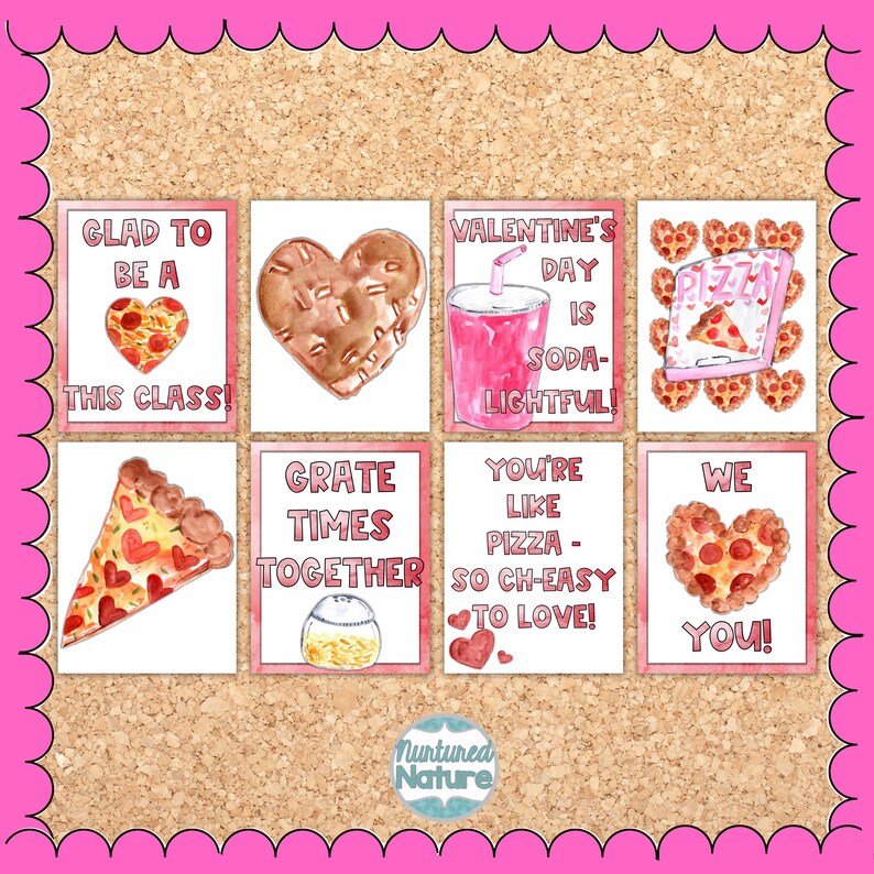 Valentines Day Bulletin Board Printable Poster Set Pizza - Etsy
